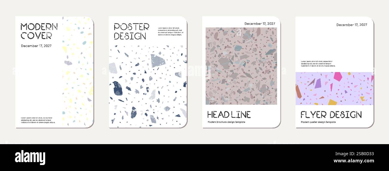 Notepad cover design. Terrazzo abstract background made of natural ...