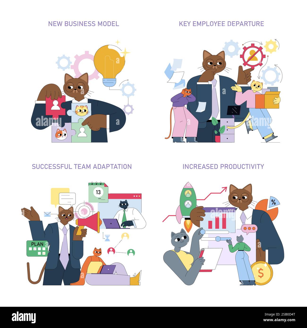 Business transformation illustrated through strategic concepts. Each ...