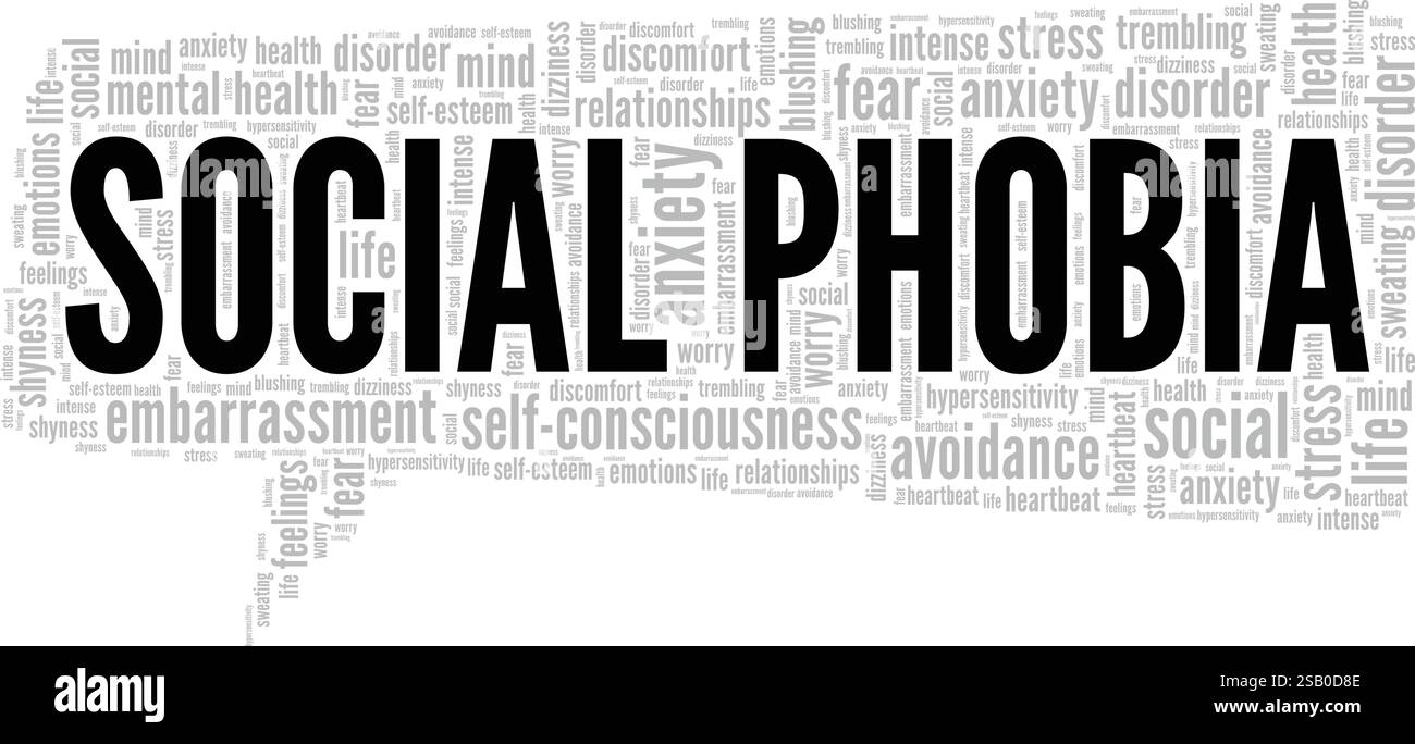 Social Phobia word cloud conceptual design isolated on white background ...