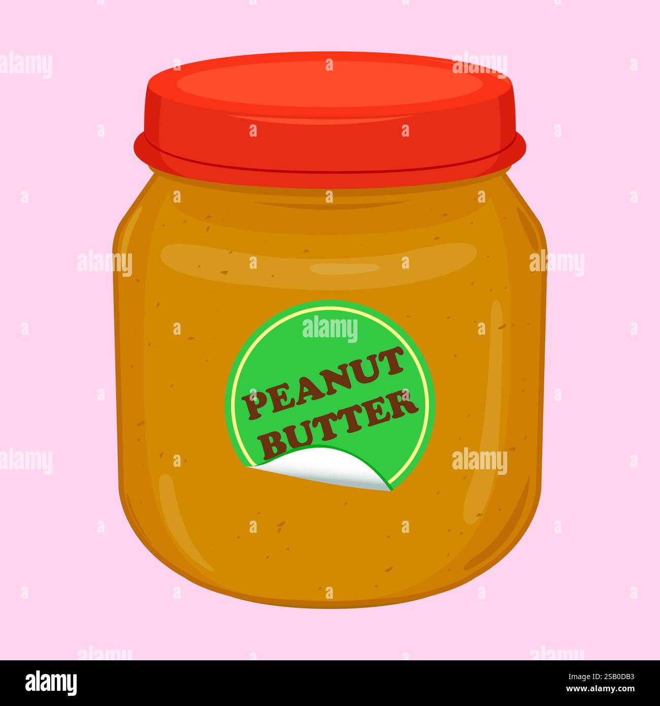 Jar of peanut butter with red cap and label sticker with peanut butter ...