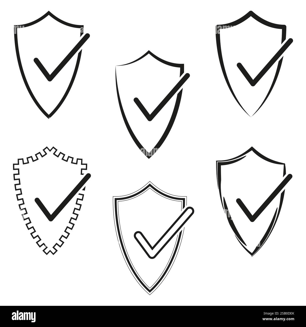 Shield with check. Vector emblem symbol. Decorative outlined design ...