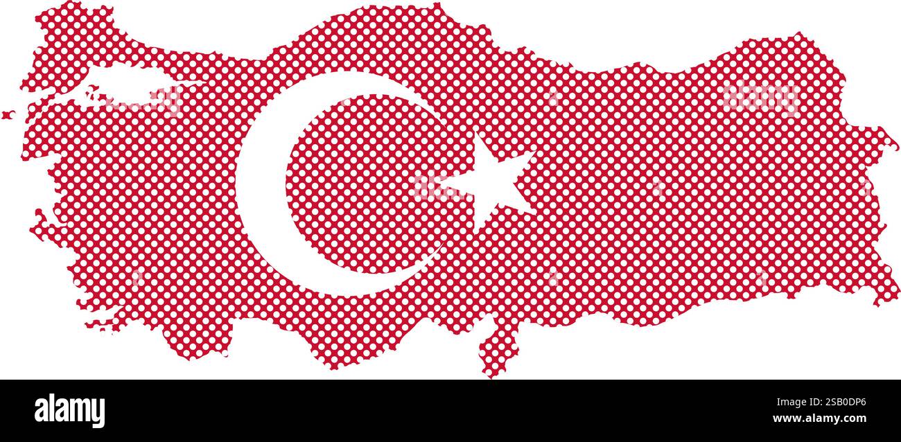Turkey flag map contour with dotted pattern vector illustration Stock ...