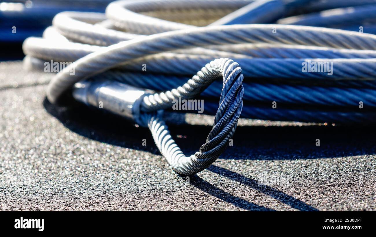 rolled steel wire rope at construction site Stock Photo - Alamy