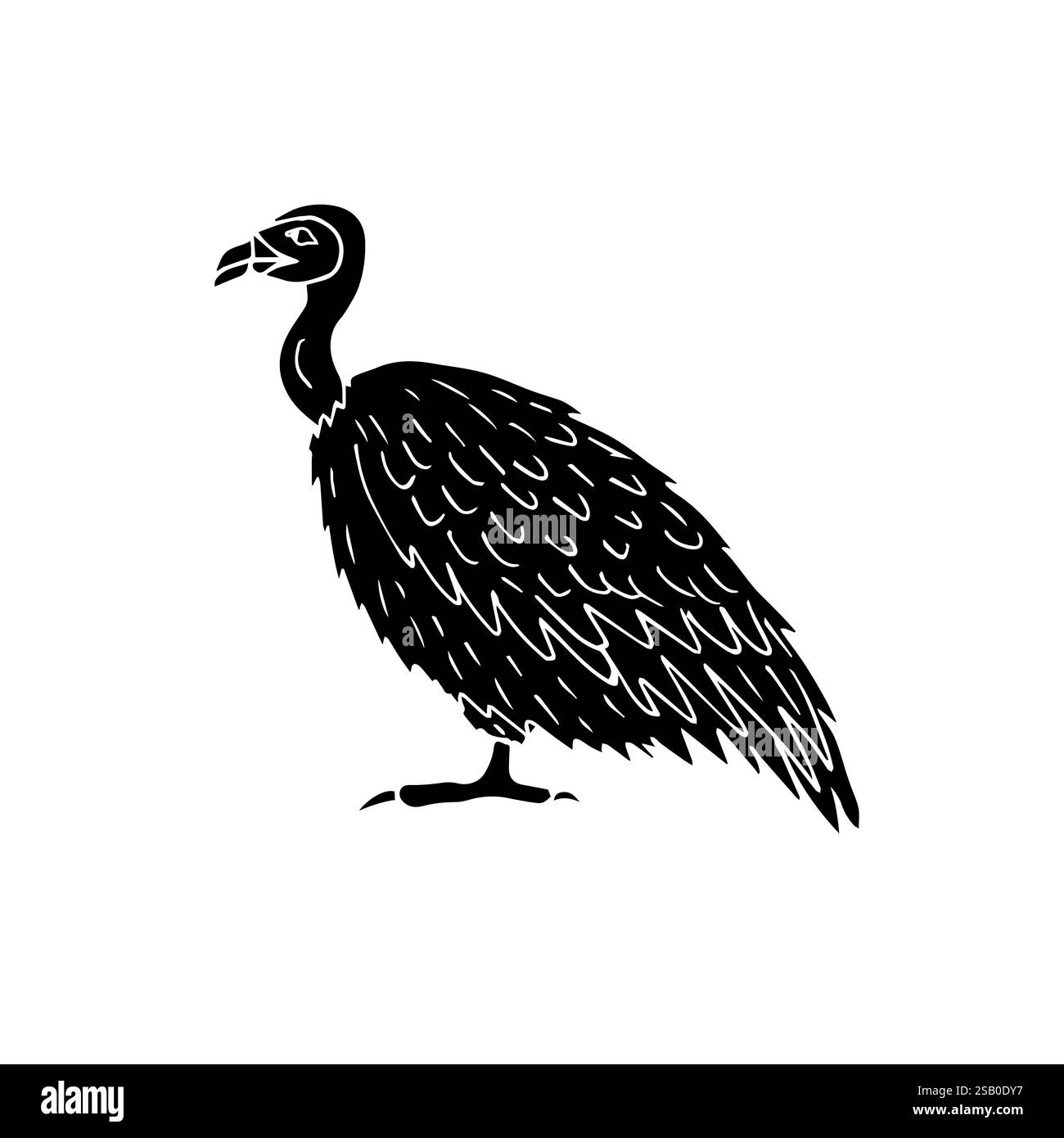 Vector hand drawn doodle sketch black griffon vulture bird isolated on white background Stock ...