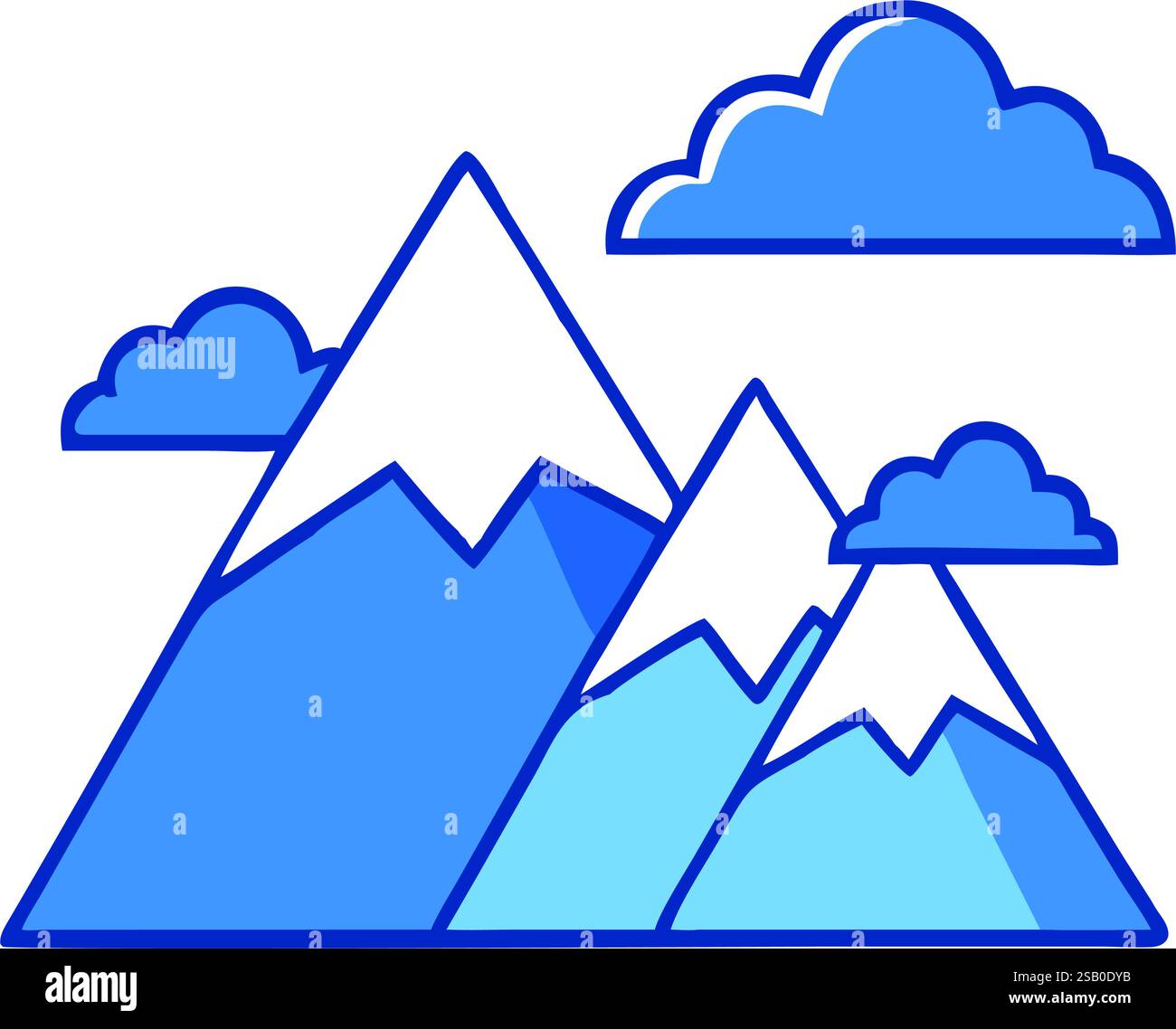 Majestic snowy mountain peaks winter scene illustration Stock Vector ...