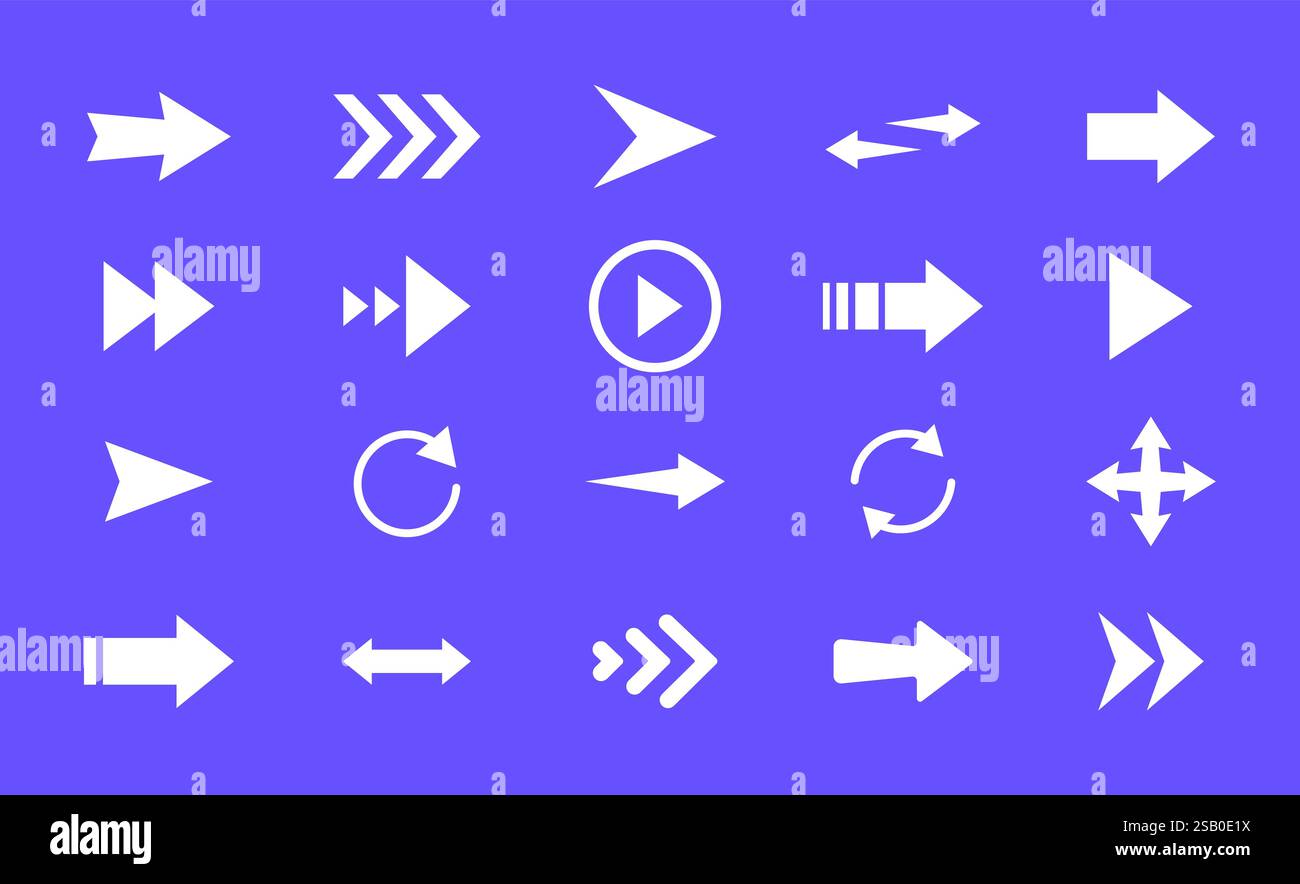 Arrows flat icons. Direction pointers vector icons. Big collection. Vector set of arrow signs ...