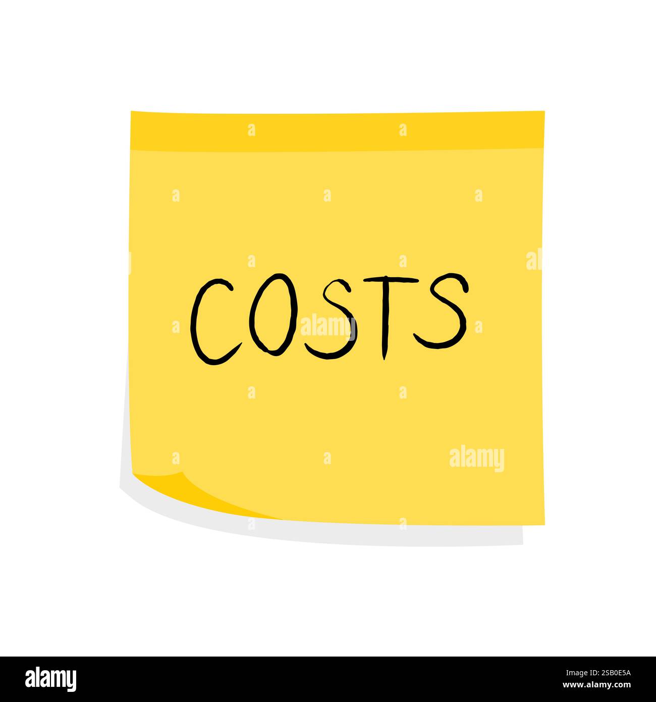 Costs sign. Yellow sticky note message. Paper sign Stock Vector Image ...