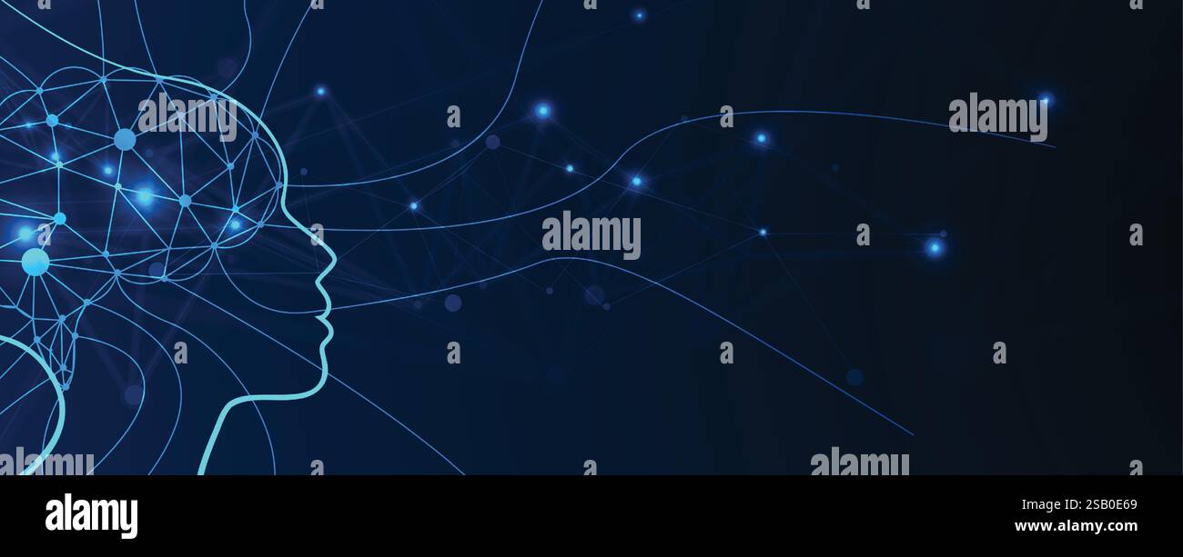 Abstract Artificial intelligence. Cloud computing. Machine learning. Technology web background ...