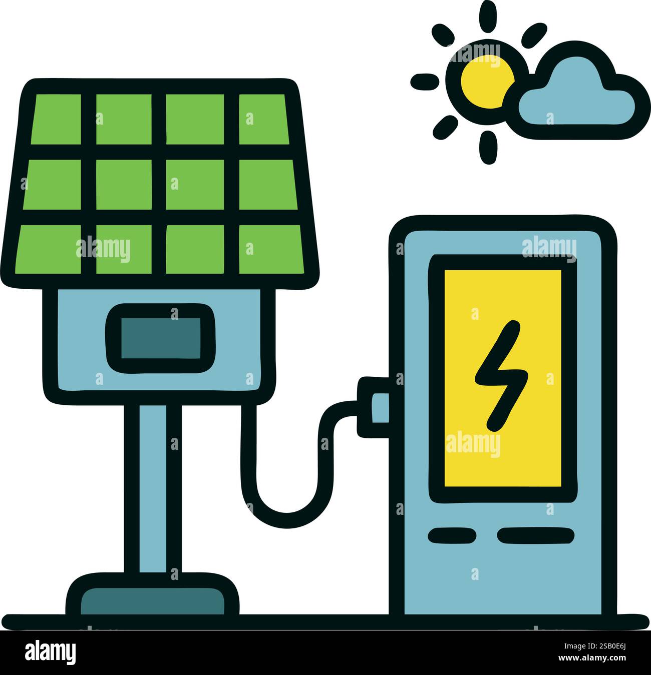 Solar powered charging station for electric vehicles illustration Stock ...
