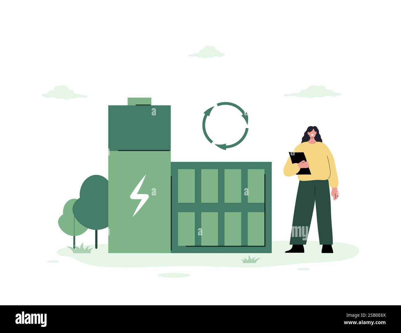 CO2 neutral. Green industrial factory with renewable energy. Low carbon ...