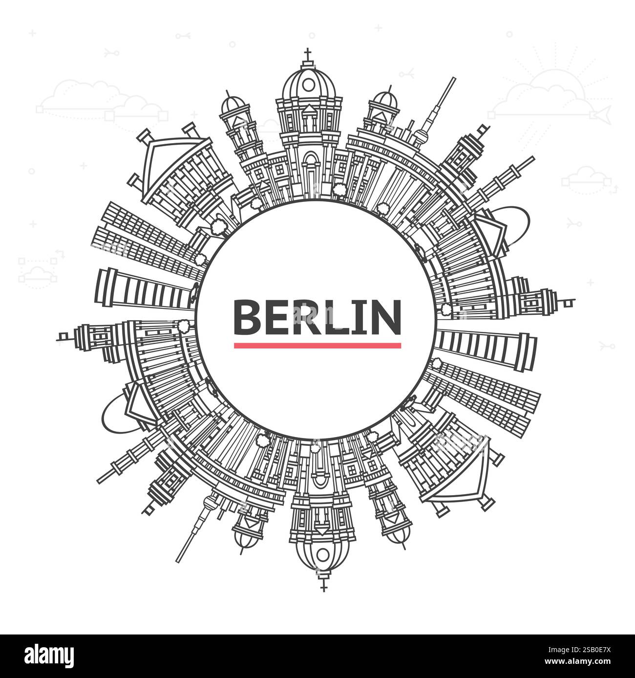Outline Berlin Germany City Skyline with Historical Buildings and copy ...