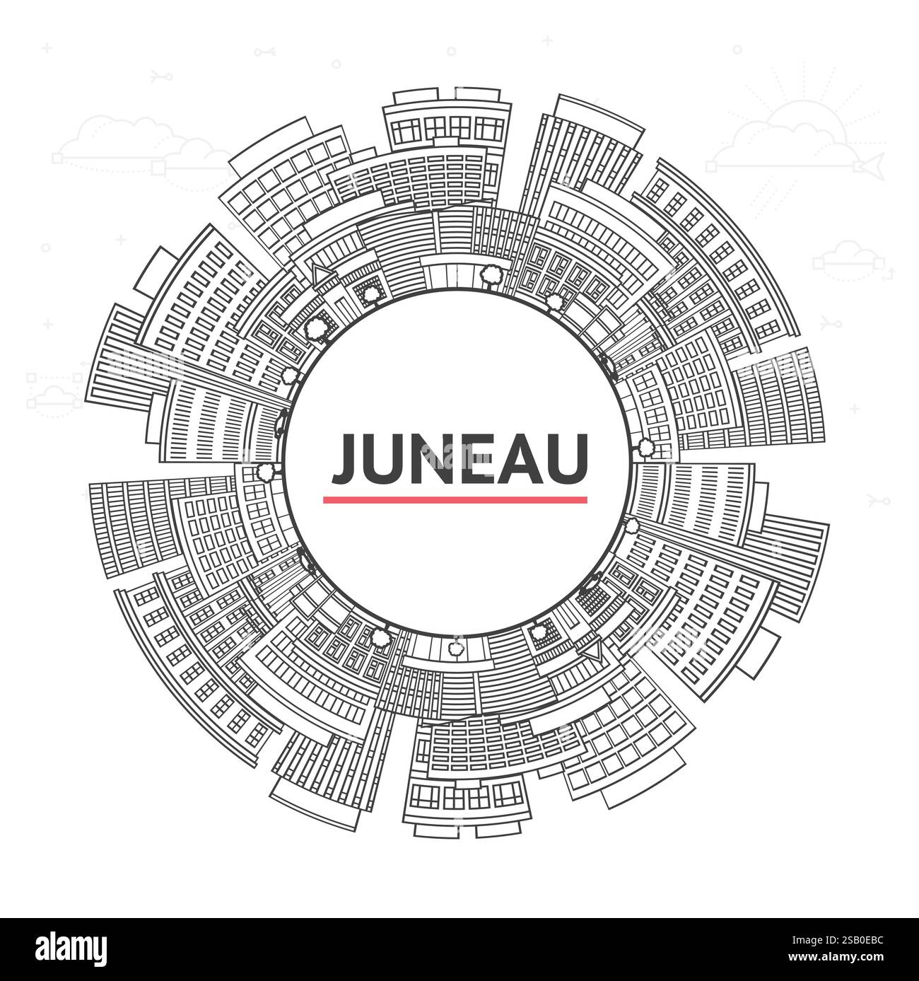 Outline Juneau Alaska City Skyline with Modern Buildings and copy space ...