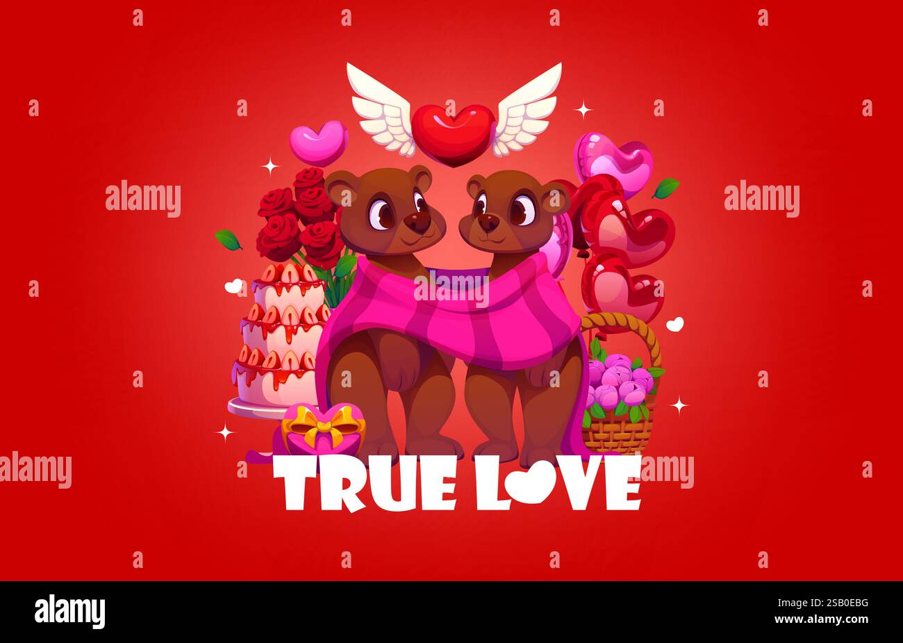 Valentines day quote true love. Vector heartwarming greeting card ...