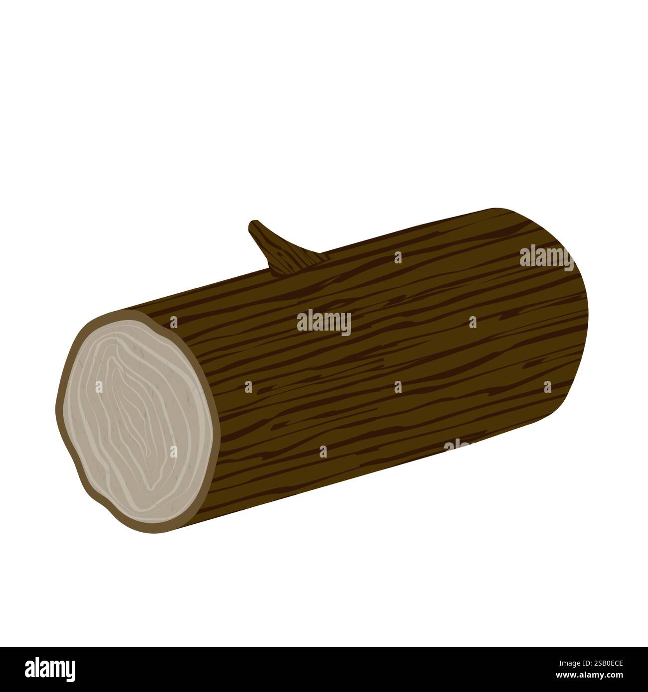Nature cutted tree trunk timber with growth rings cartoon illustration ...