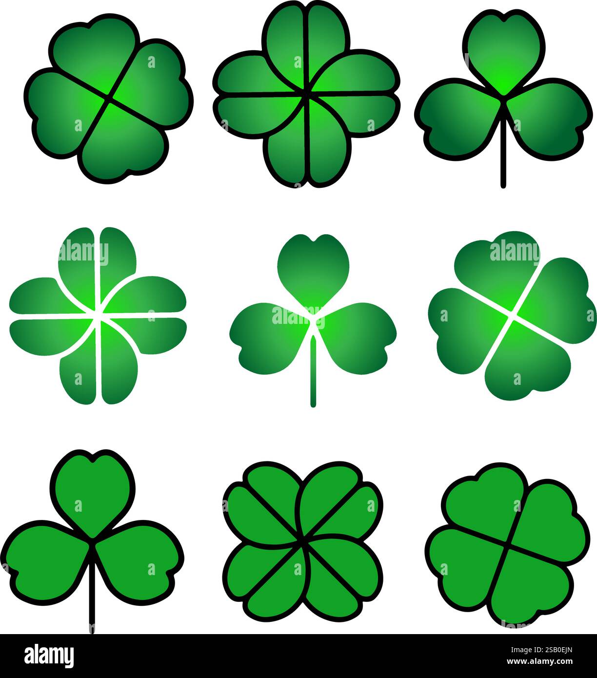 Green Shamrock clover icon.St Patrick day symbol, leprechaun leaf sign ...