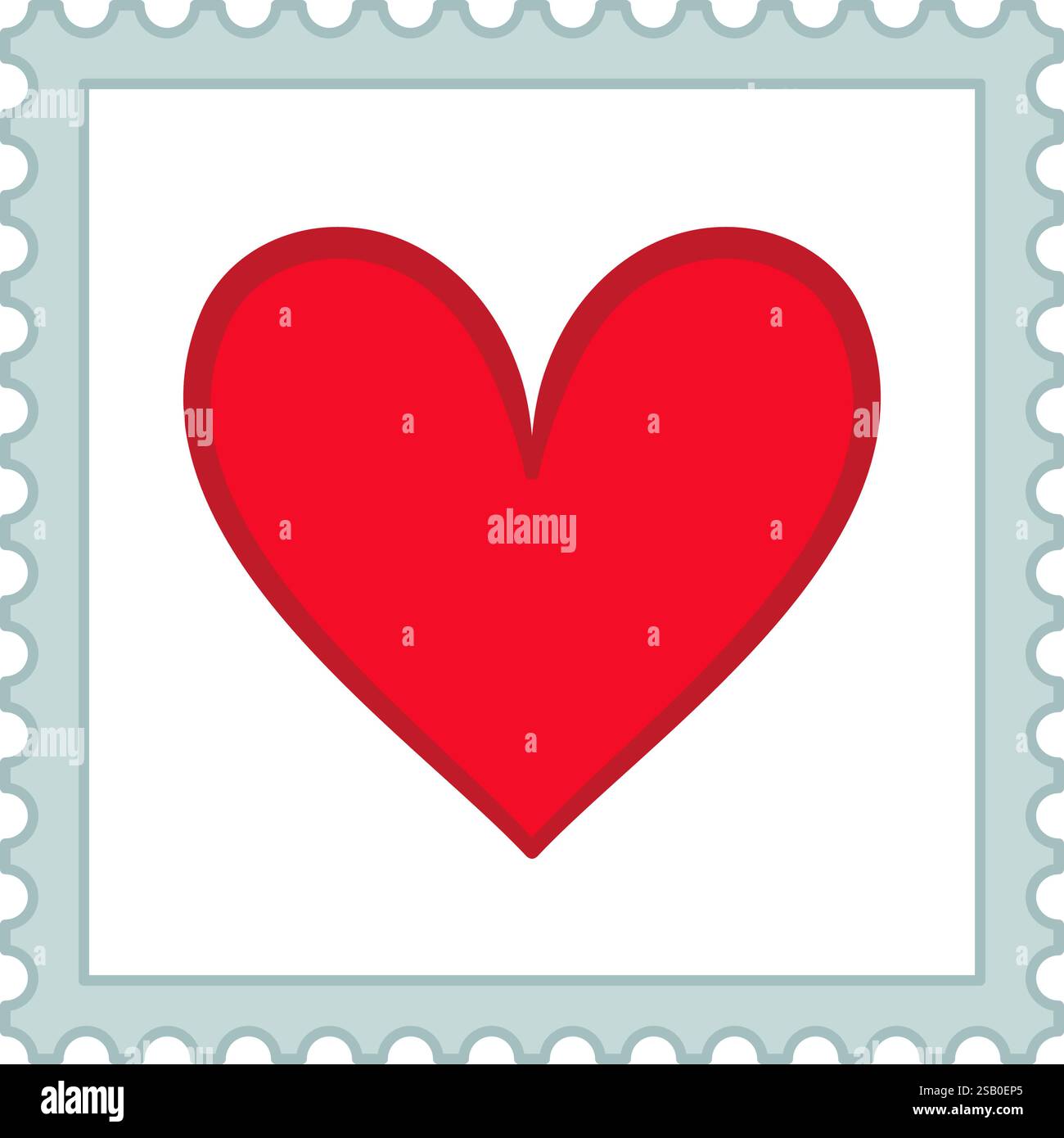 Square postage stamp with red love heart in vector illustration Stock ...