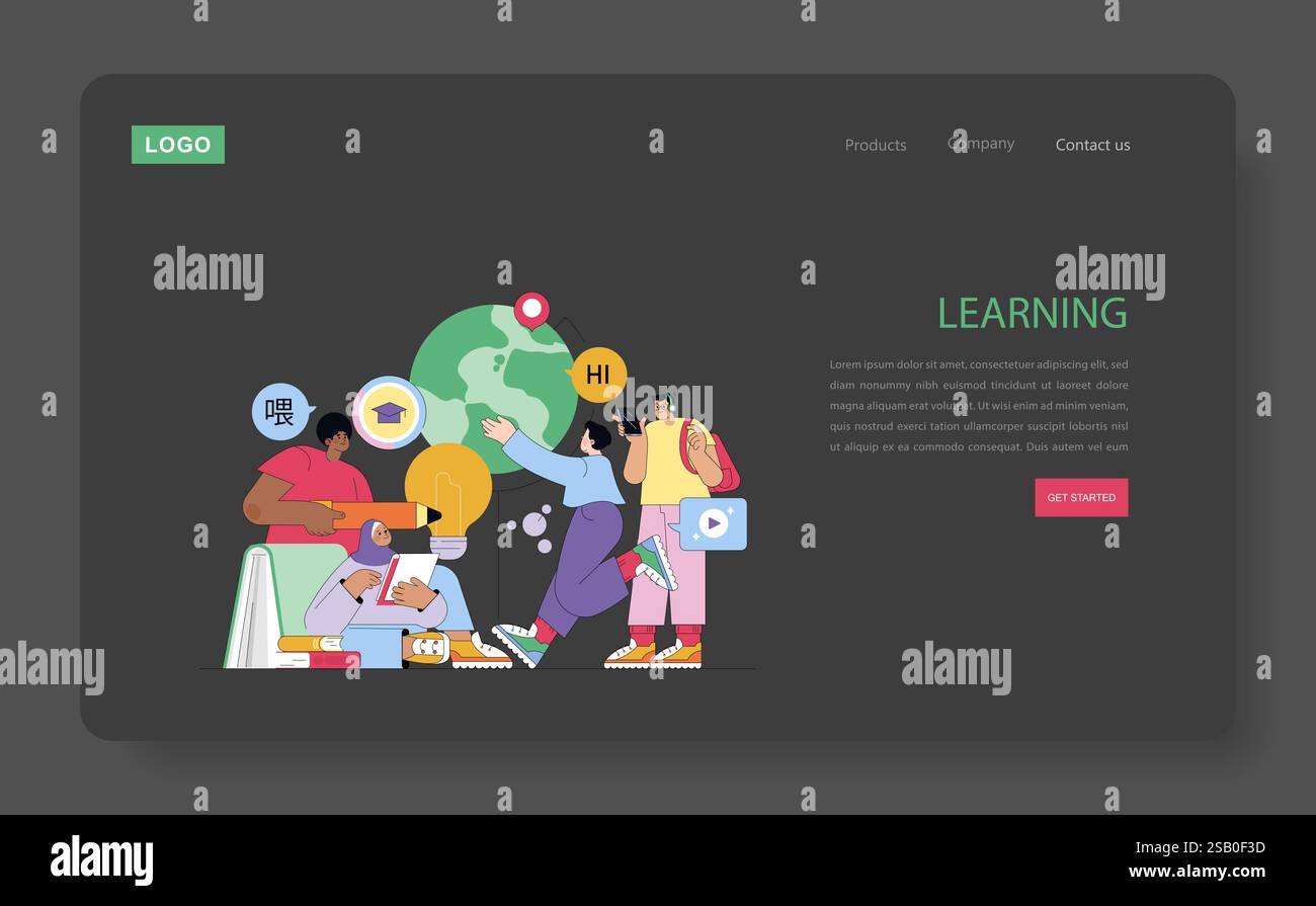 Online Education concept. Diverse group engaged in e-learning ...