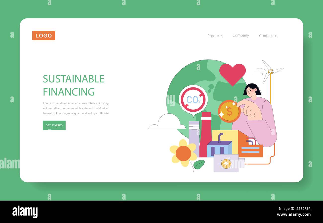 Sustainable financing concept. Renewable energy, eco-friendly initiatives, and carbon reduction ...