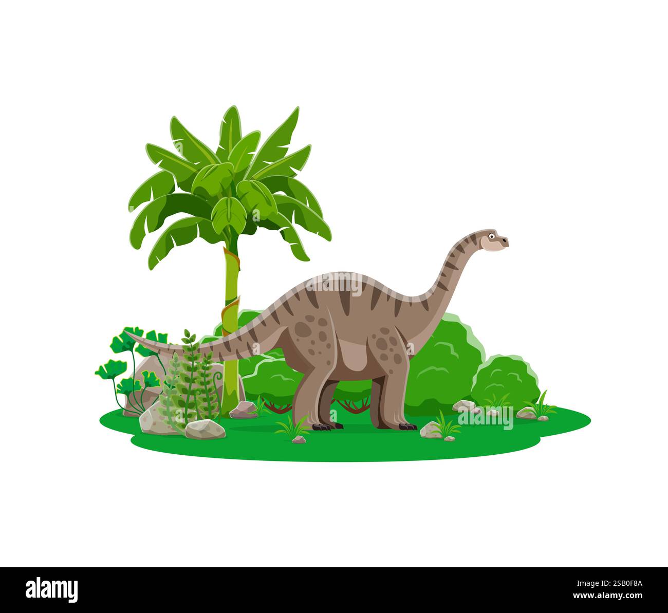 Dinosaur, prehistoric lizard Vulcanodon or dino animal, cartoon vector ...