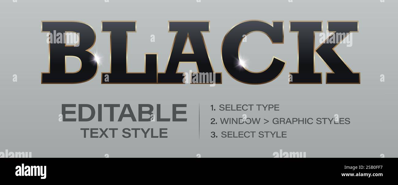 Black golden Editable text effect, premium stylish graphic style template. Customizable gold ...