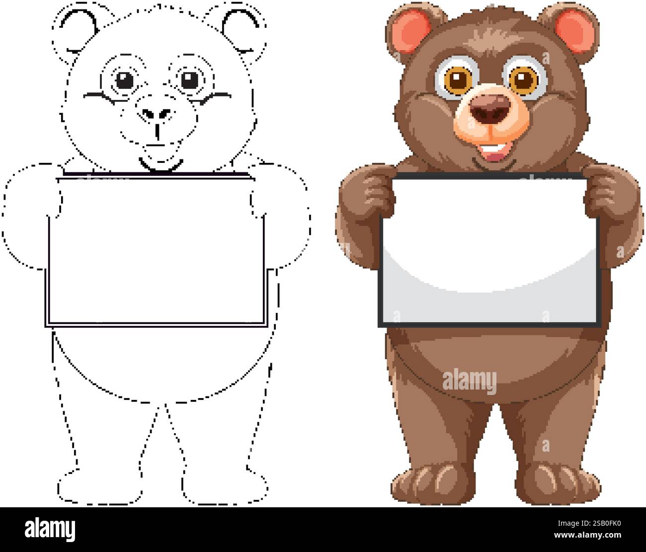 Two cartoon bears with blank signs for messages Stock Vector Image ...