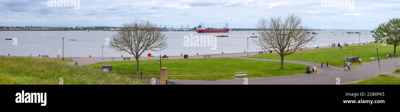 Kent, UK - June 9th 2024: A panoramic view over the Thames Estuary from ...