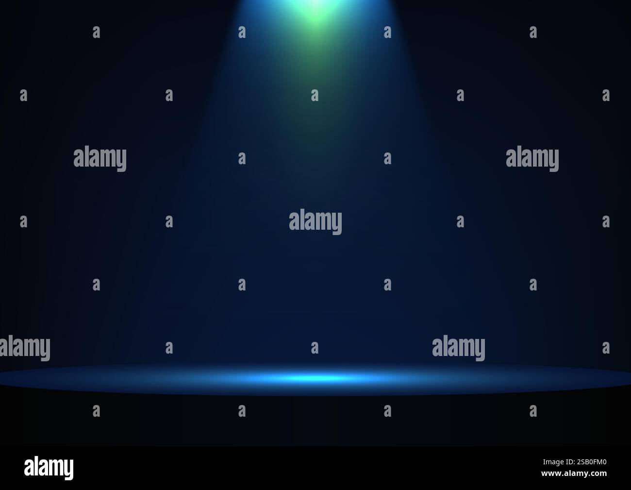 A dark stage with a single spotlight illuminating a circular platform ...