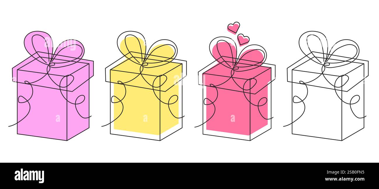 Cute Gift Box Set Illustration Stock Vector Image & Art - Alamy