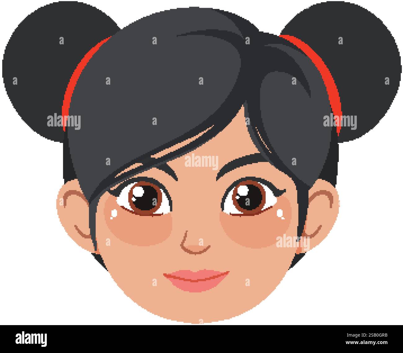 Illustration of a woman with double buns Stock Vector Image & Art - Alamy