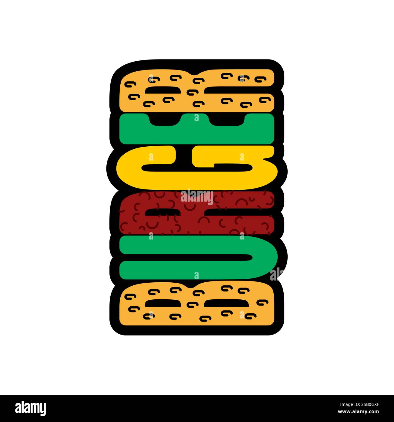 Burger lettering symbol of letters. Hamburger sign. Concept of name for ...