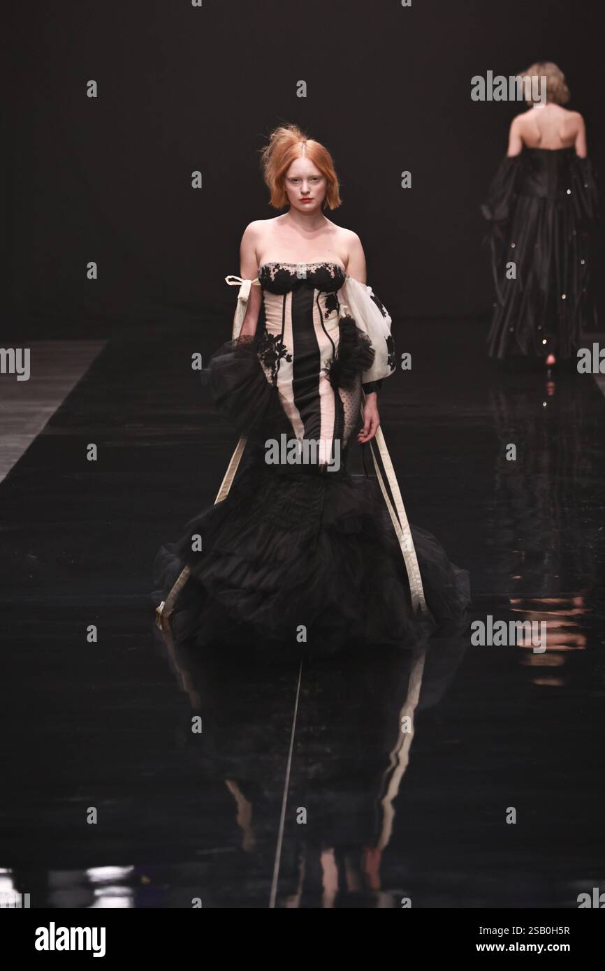 BERLIN, GERMANY - January 31: A model walks the runway during the Danny ...