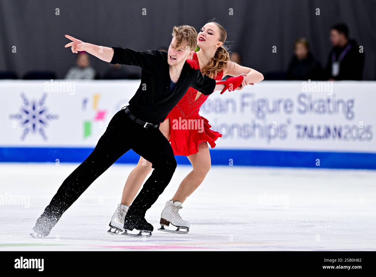 Mariia PINCHUK & Mykyta POGORIELOV (UKR), during Ice Dance Rhythm Dance, at the ISU European ...