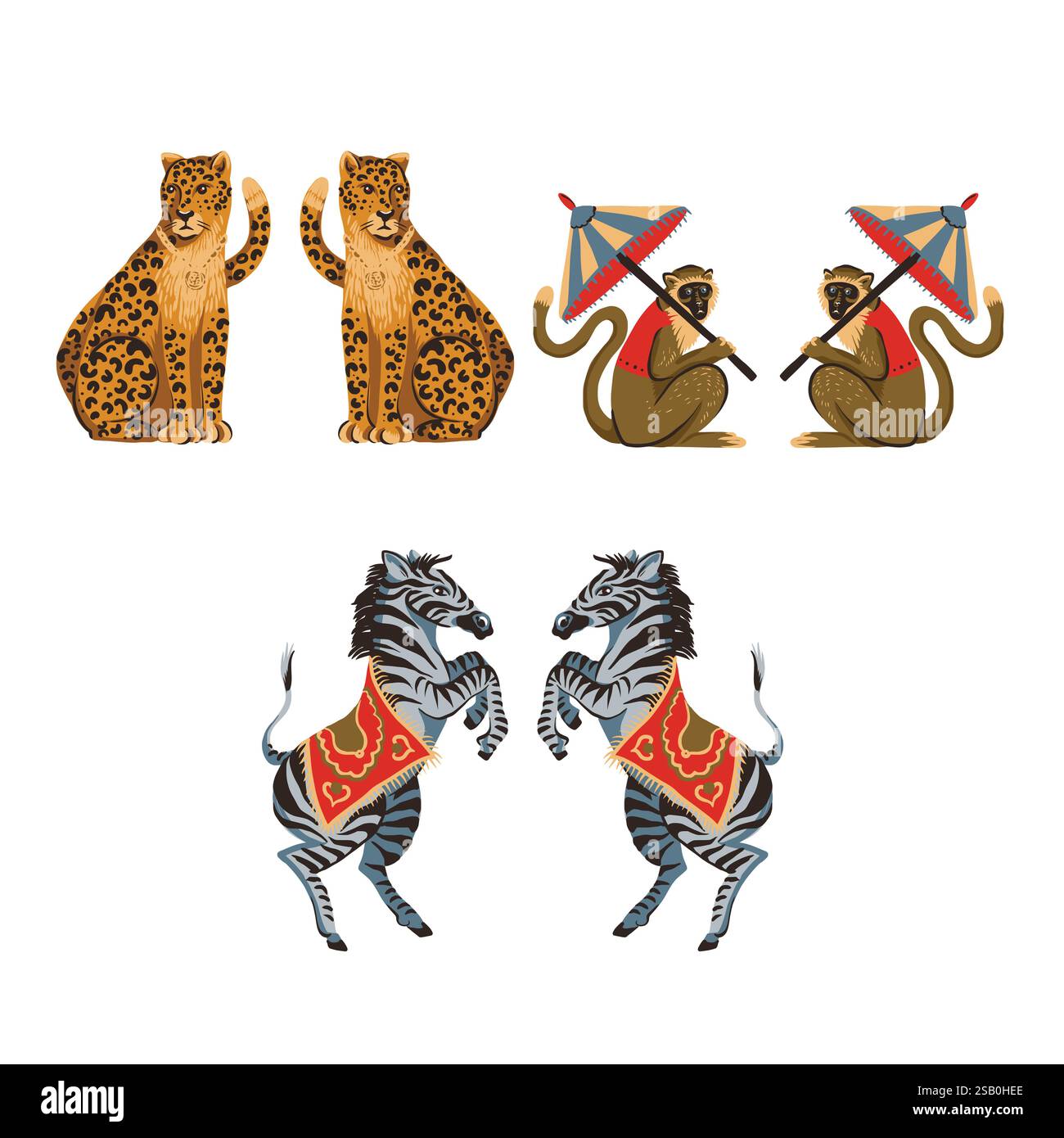 Zebra, leopard and monkey isolated. Vector Stock Vector Image & Art - Alamy
