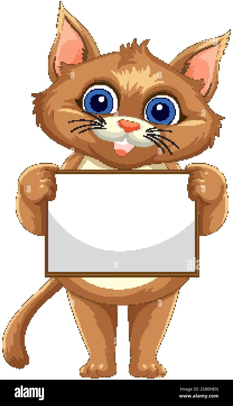 Adorable cartoon cat with a blank sign Stock Vector Image & Art - Alamy