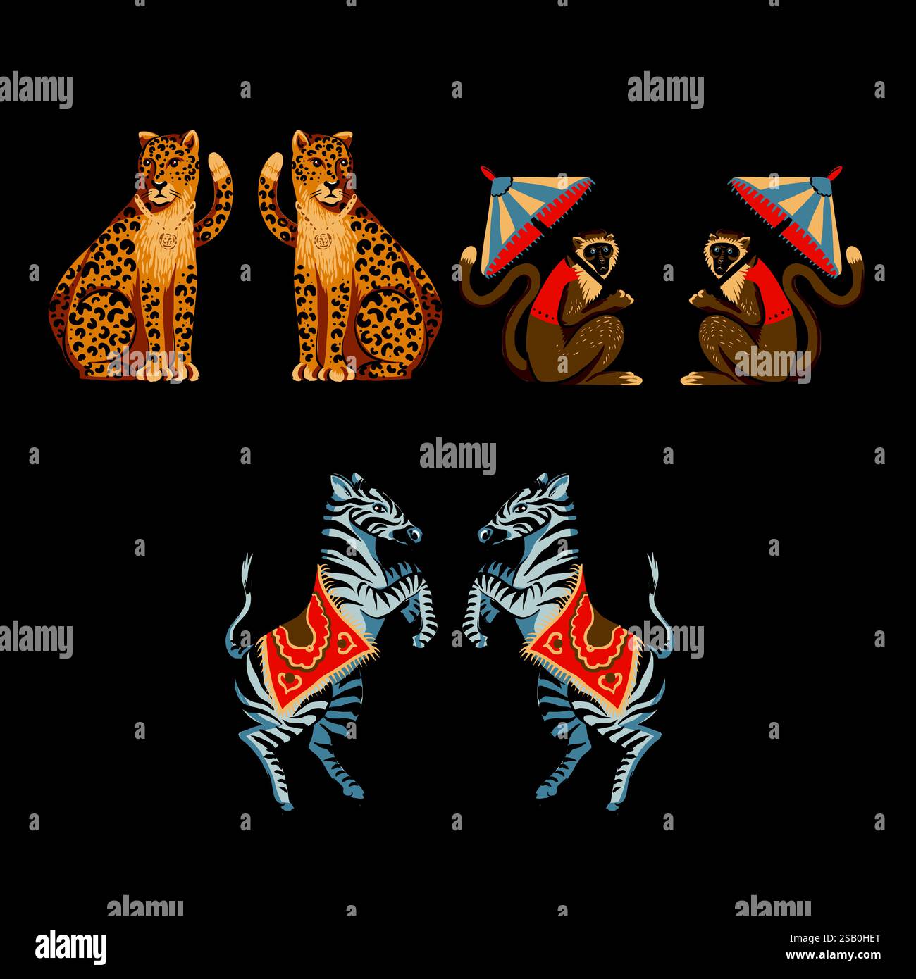 Zebra, leopard and monkey isolated. Vector Stock Vector Image & Art - Alamy