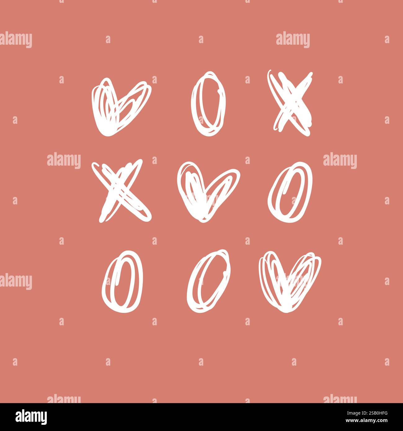XO cross zero vector elements. tic tac toe arrangement. Hand drawn doodle sketch. Minimalistic ...