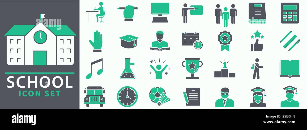 Back to school icon set. vector icons related with education, success ...