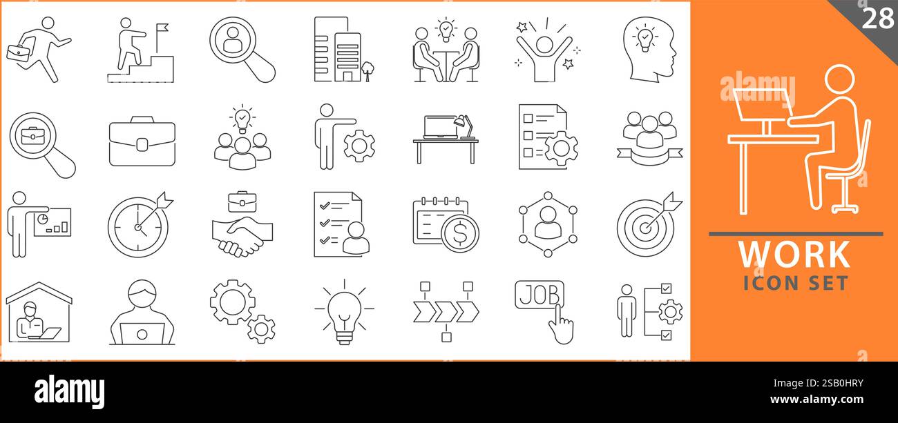 Work icon set. Containing job, career, employment, meeting ...