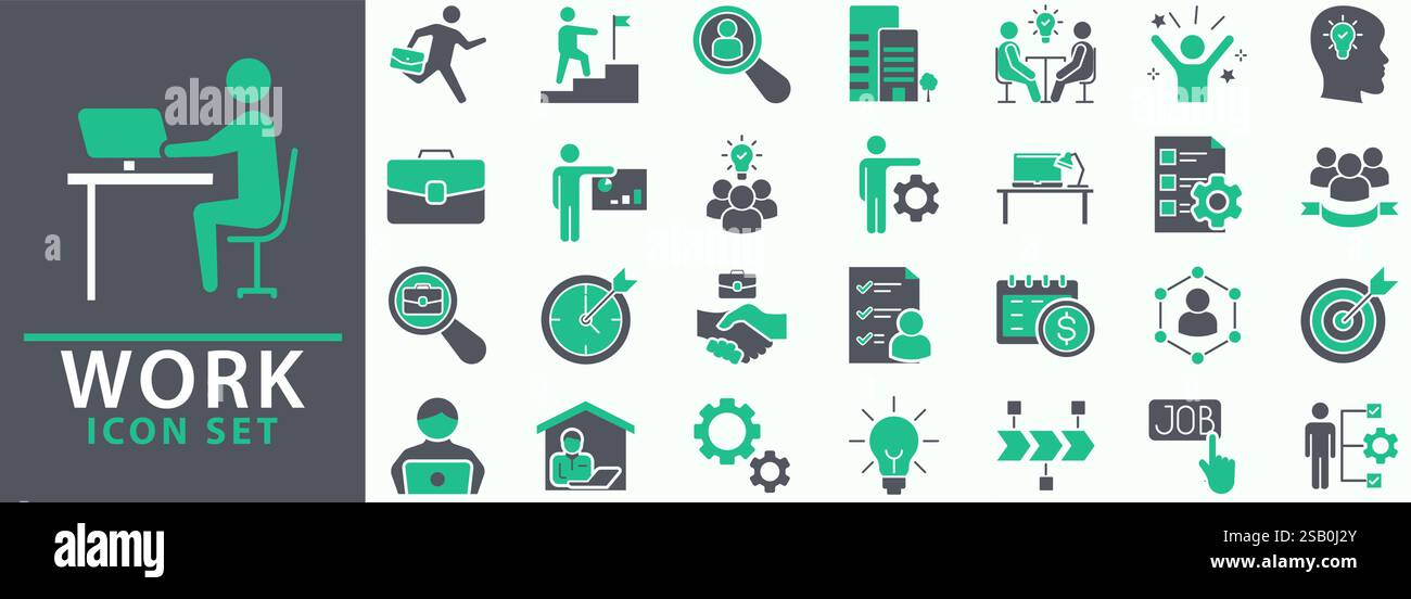 Work icon set. Containing job, career, employment, meeting ...