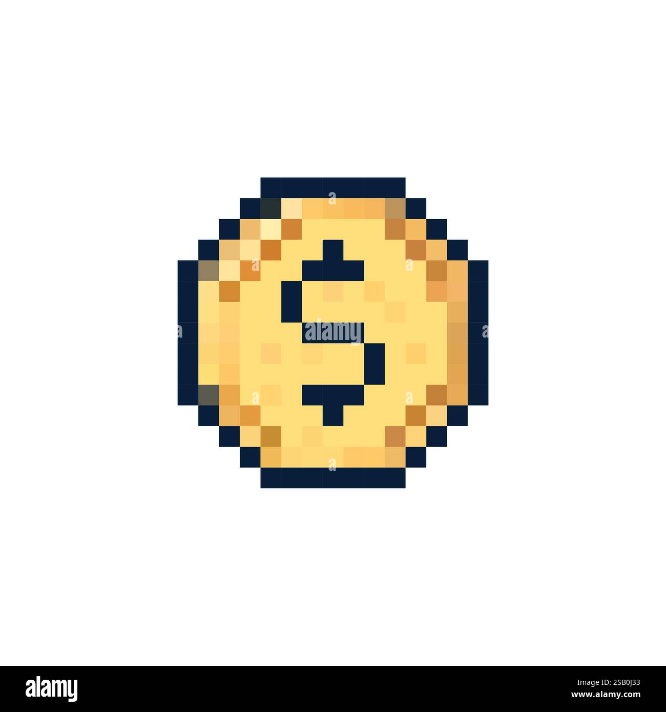 Gold cent coin logo. Dollar sign on coin. 8 bit coin icon. Coin in ...
