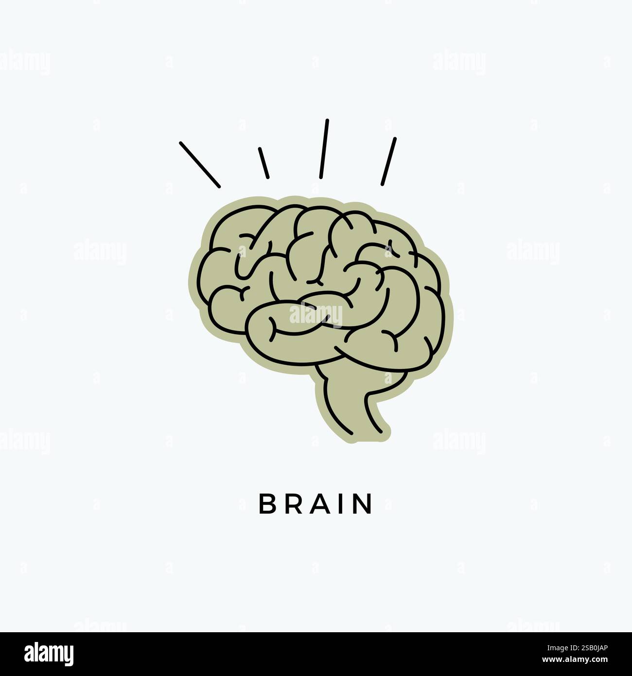Human brain icon with editable stroke outline, Brain editable stroke ...