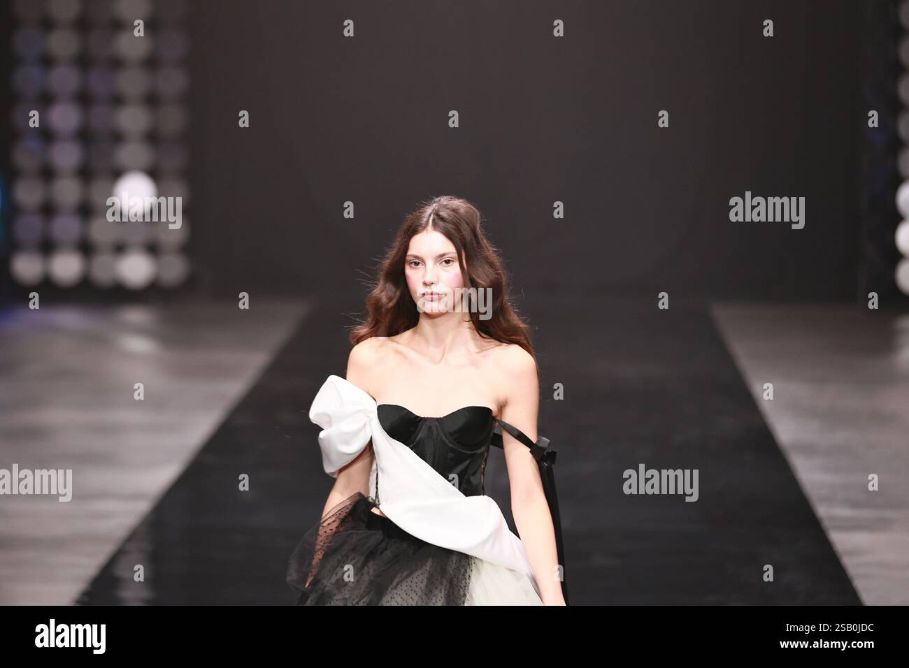 BERLIN, GERMANY - January 31: A model walks the runway during the Danny ...