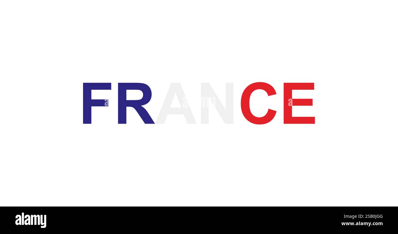 Letters France in the style of the country flag. France word in ...