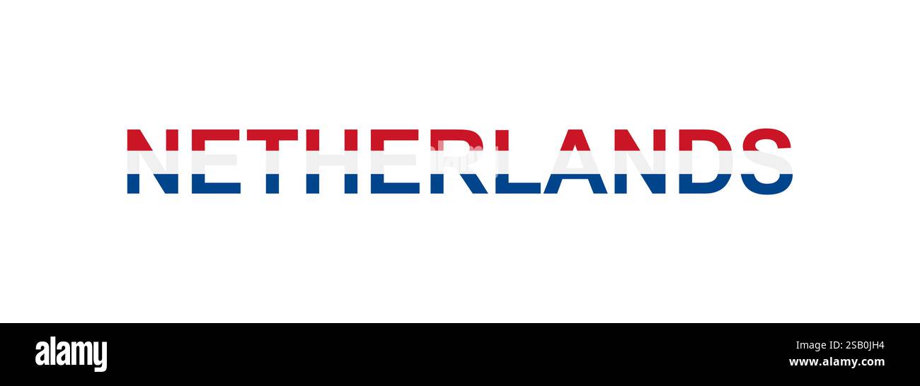 Letters Netherlands in the style of the country flag. Netherlands word ...