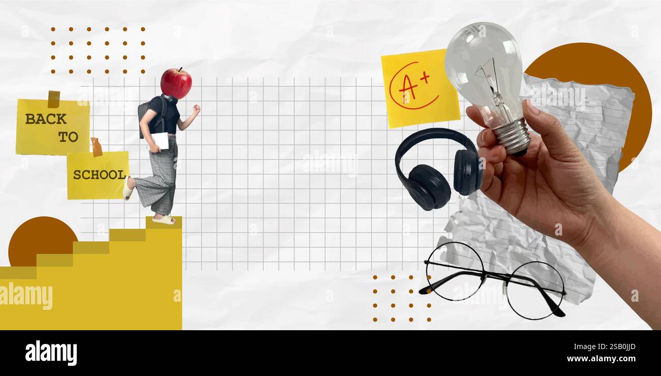 Back to school collage with creative elements highlighting education ...