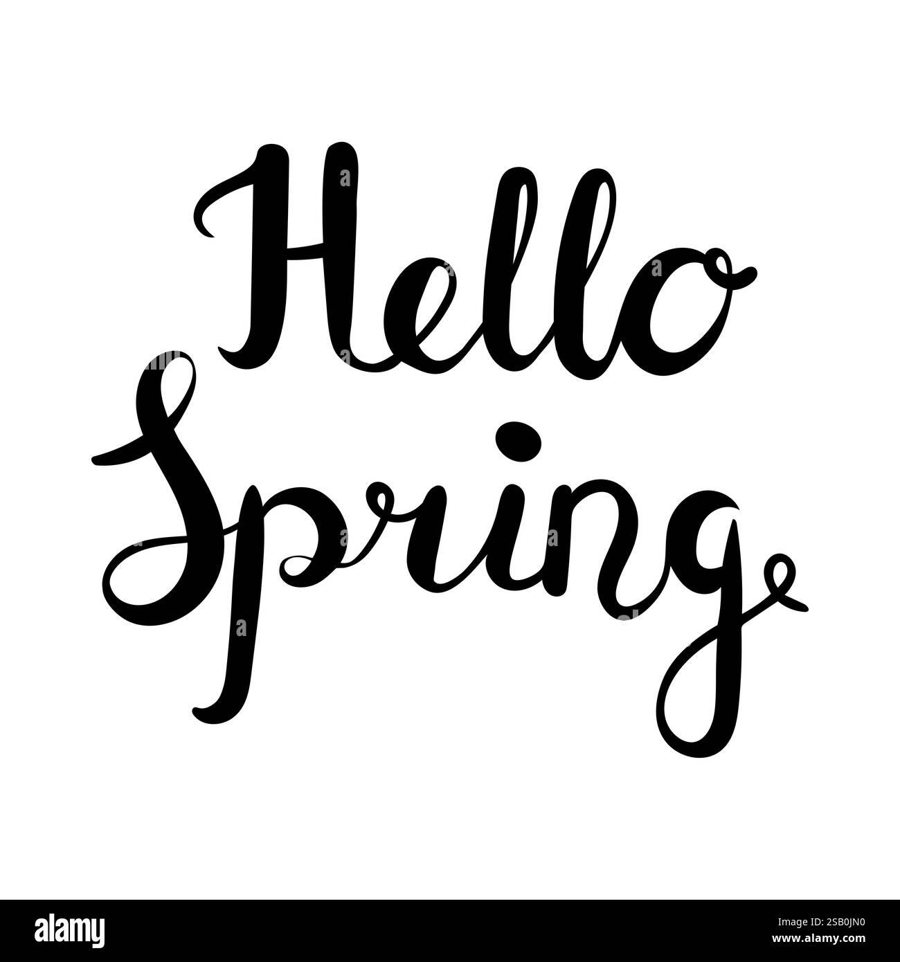 Hello Spring hand sketched logotype, badge typography icon. Lettering ...