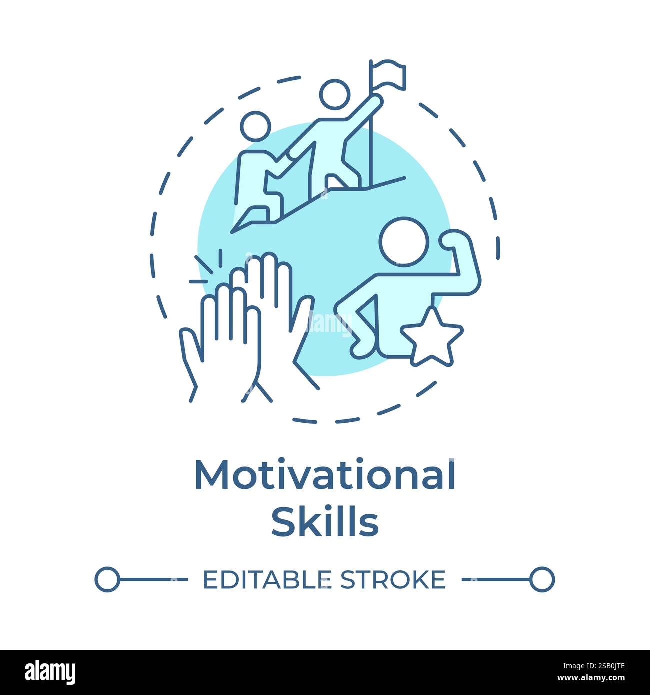 Motivational skills soft blue concept icon. Encourage and energize team ...