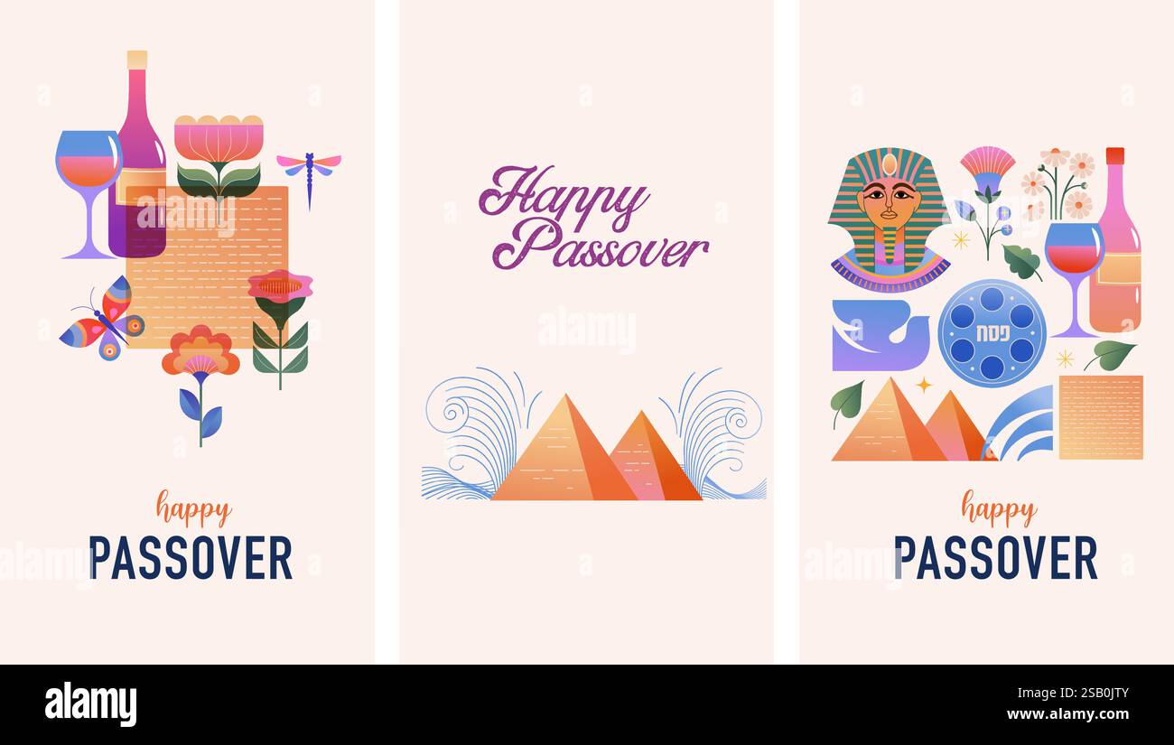Happy Passover vertical backgrounds, cards, banner and poster design ...