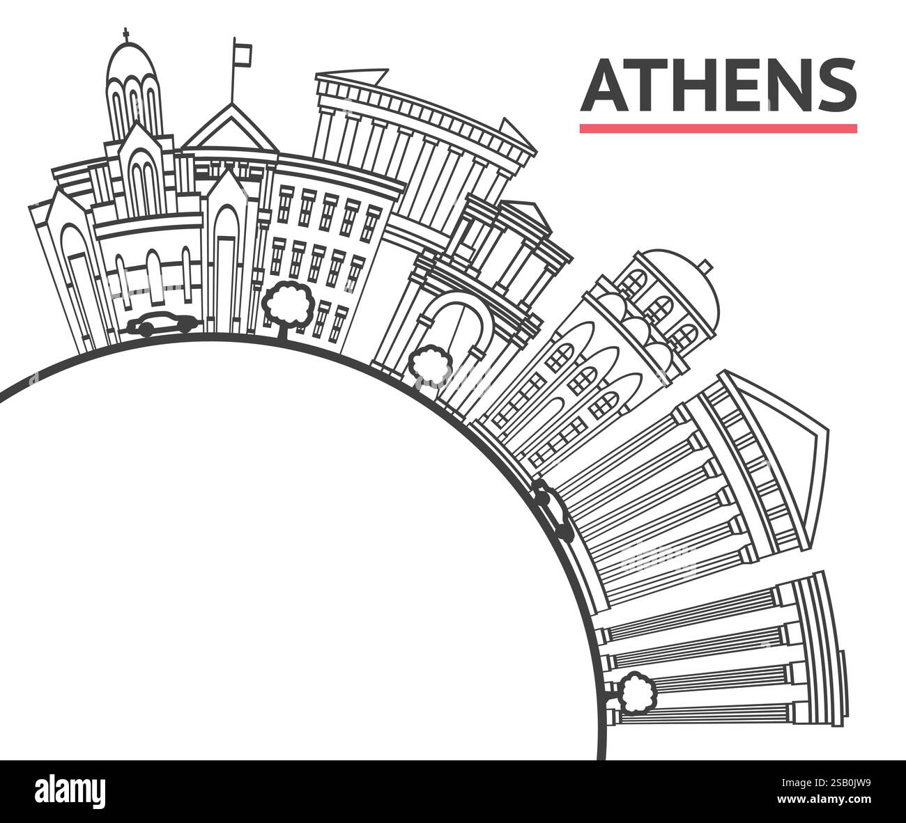 Outline Athens Greece City Skyline with Historical Buildings and copy ...