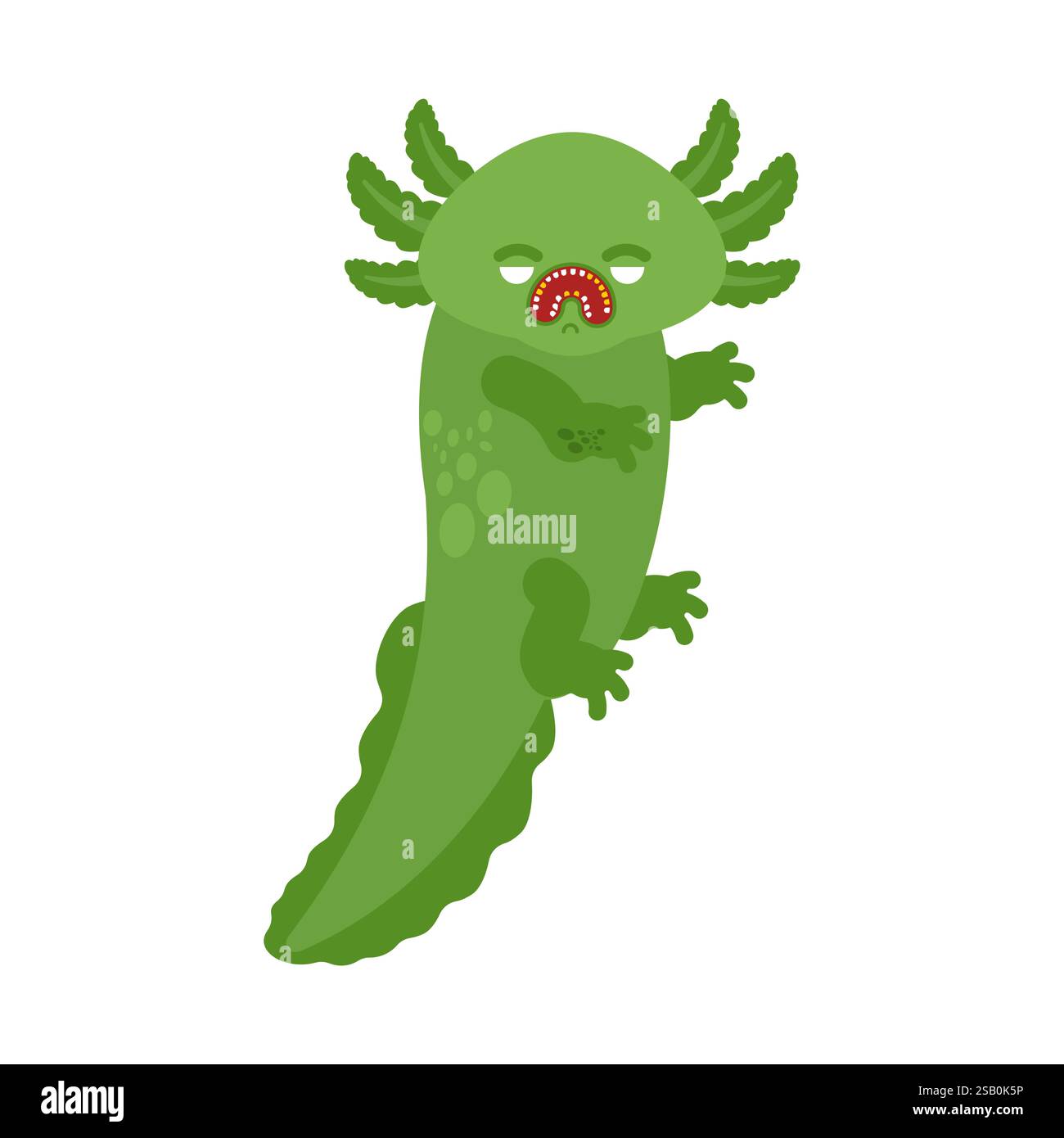 Zombie axolotl isolated. Green Amphibian Salamander Stock Vector Image ...